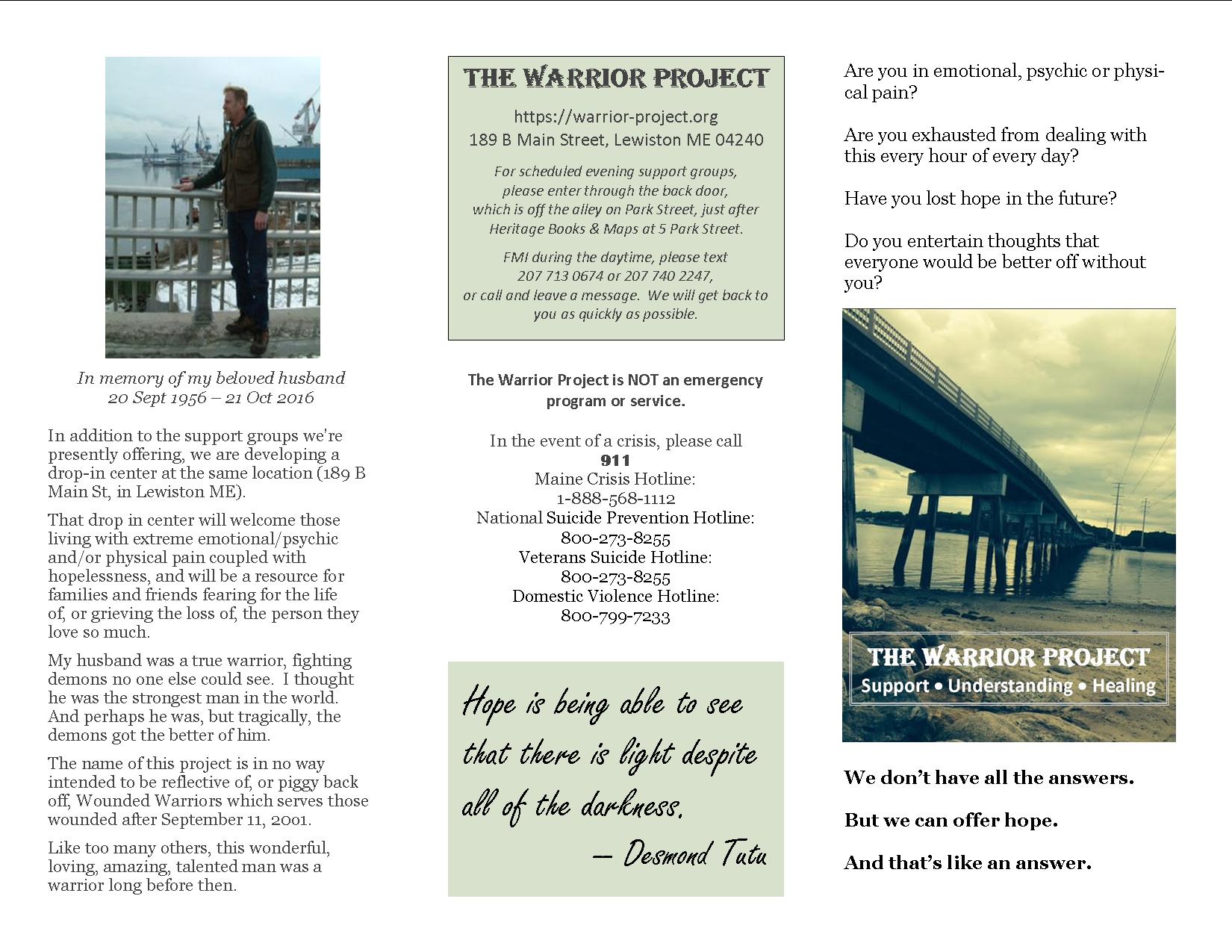 Support Group Brochure | The Grief Warrior Project